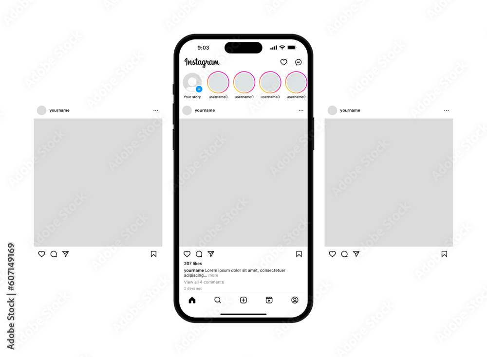 Vector de Stock instagram mockup social media post carousel template ...