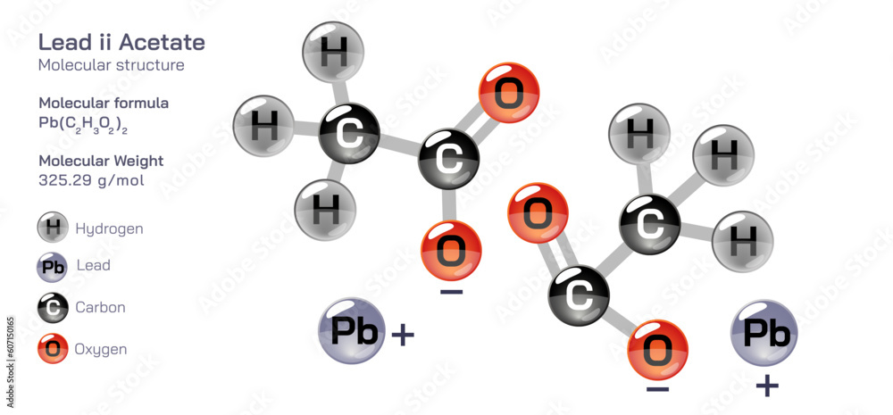 Vector de Stock Lead ii Acetate molecular structure formula. Periodic table structural molecular ...