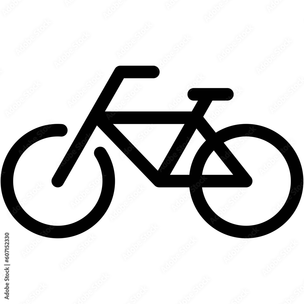 Black single bicycle line icon, simple biking flat design vector ...