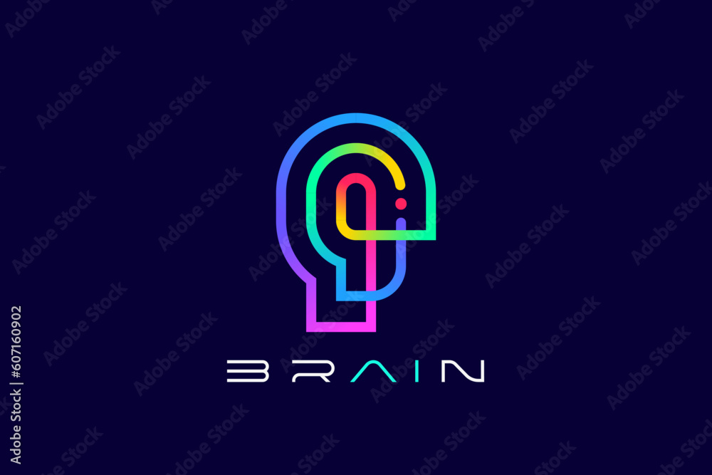 Artificial Intelligence Logo AI Human Head Face Colorful Design Vector ...