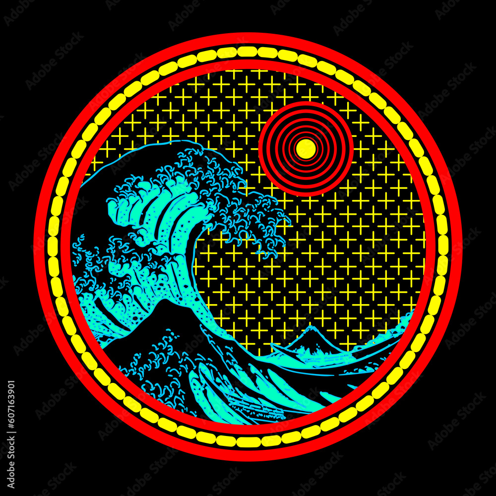 The Great Wave Of Kanagawa Outline Pattern Drawing, Japanese Art ...