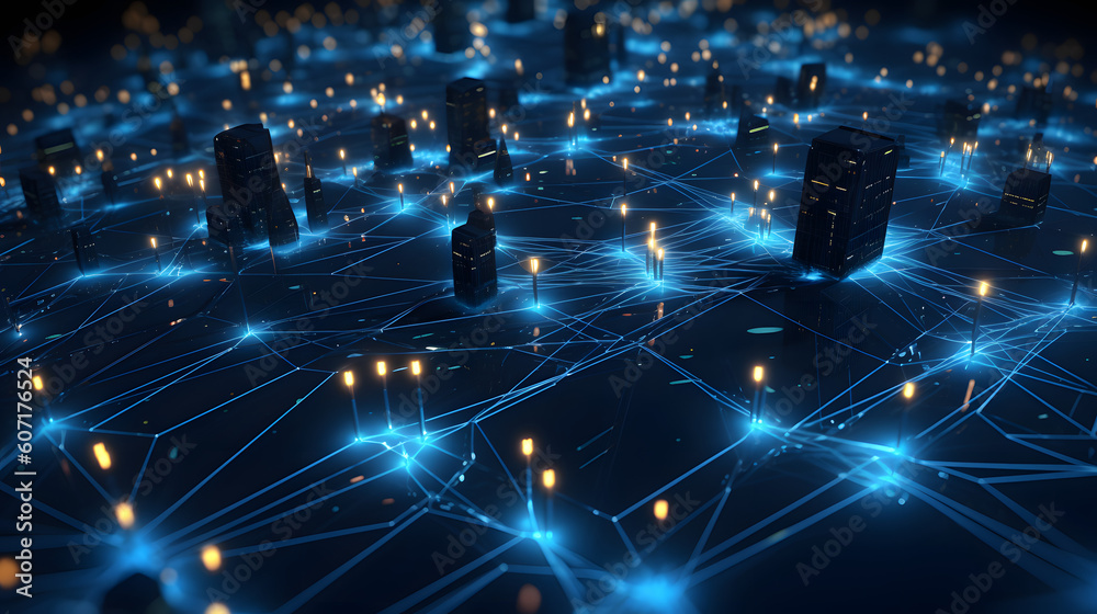 3D Visual Network Topology Stock Illustration | Adobe Stock