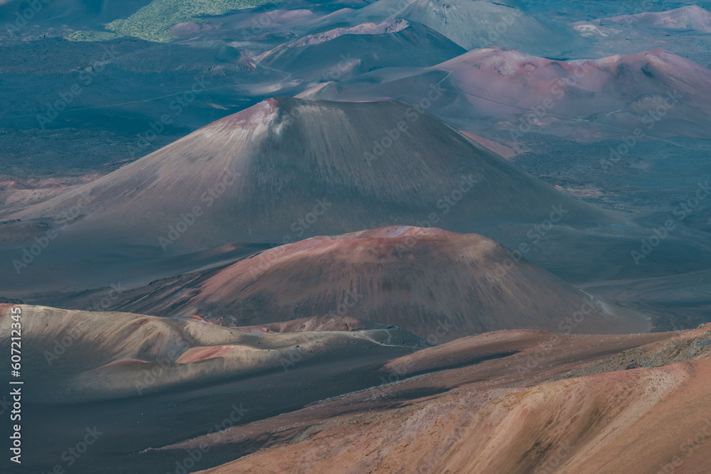 Haleakala National Park, Maui, Hawaii. Shield volcano. Cinder cone ...