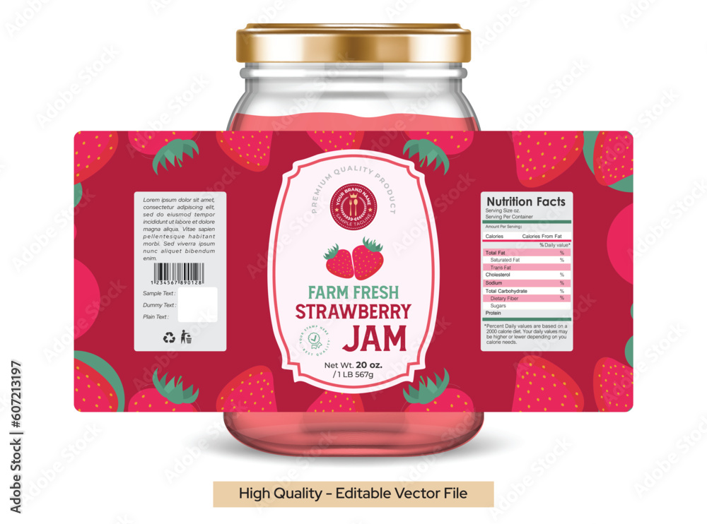 Strawberry Jam label design. Packaging design of the Strawberry Jam ...