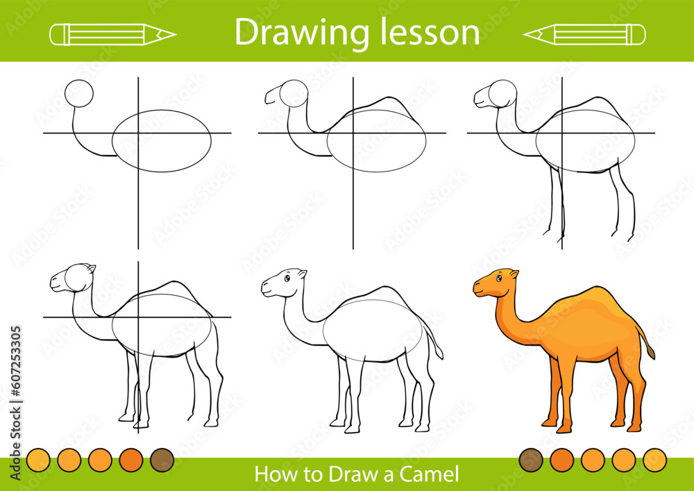 Drawing tutorial. Art lesson how to draw animals. Kids activity page ...