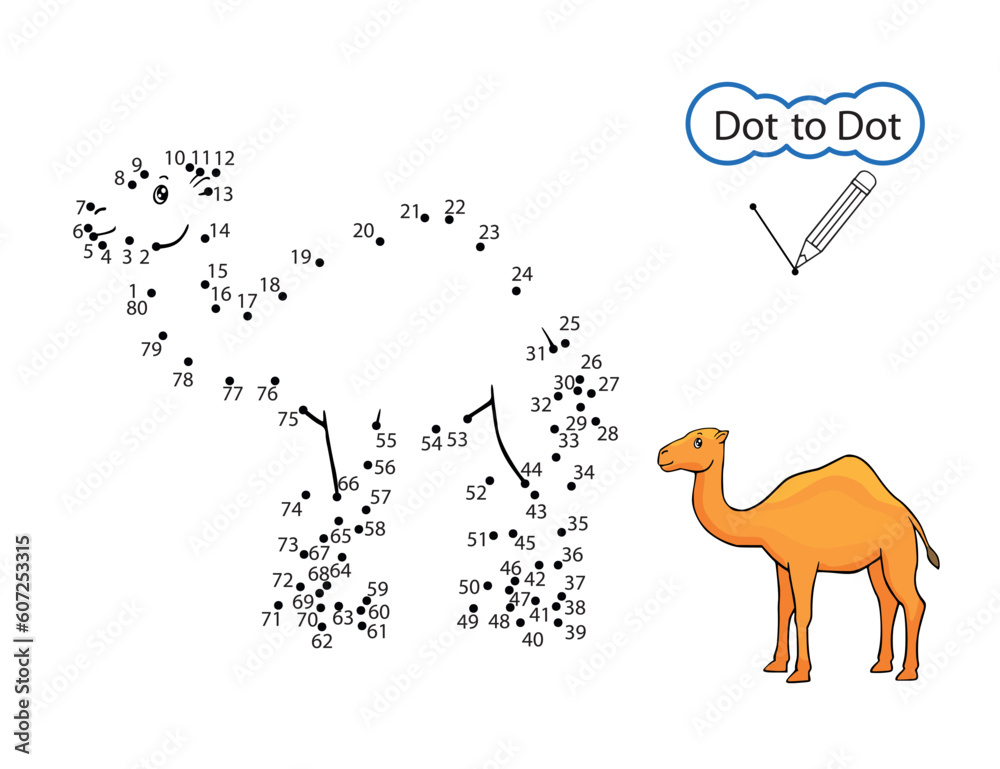 Dot to dot game. Kids art activity education worksheet. Finish drawing ...