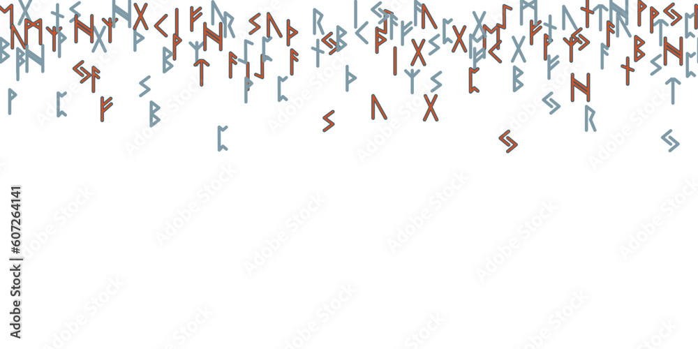 Runes color seamless ethnic pattern on white. Runic alphabet, Futhark ...