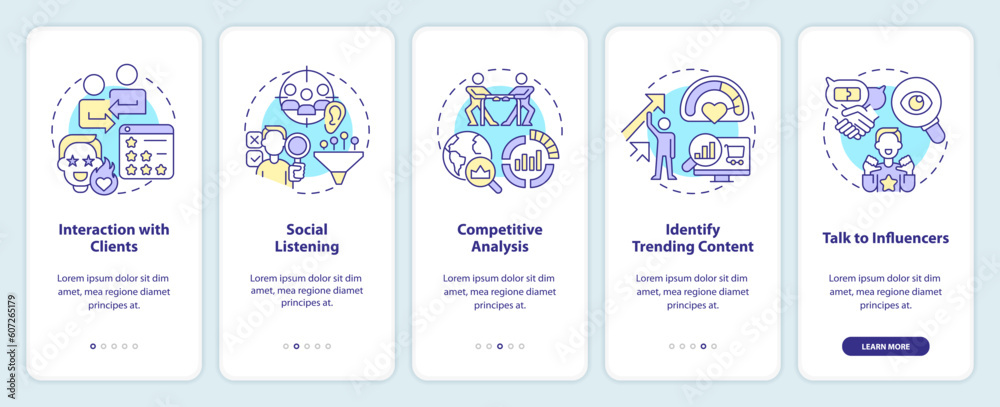 Trendspotting Tips Onboarding Mobile App Screen Market Analysis Walkthrough 5 Steps Editable