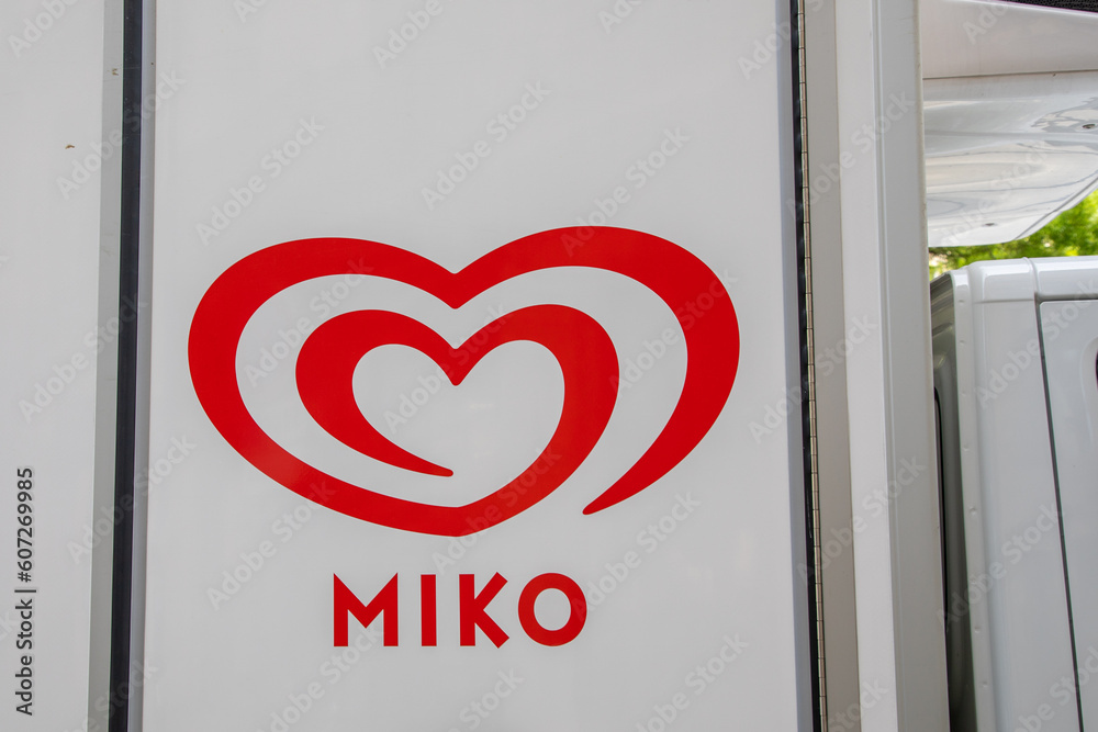 Miko logo brand and text sign shop ice cream cone industrial Stock ...