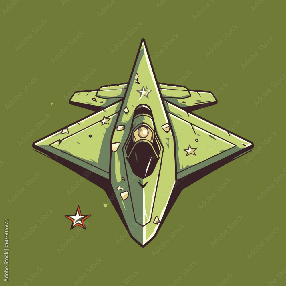 Vector de Stock Vintage fighter jet Sukhoi Su-57 plane cartoon style ...