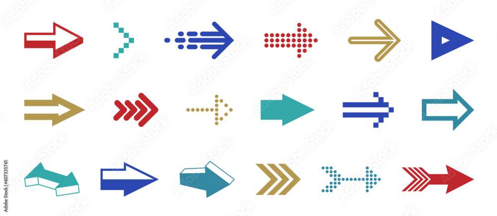 Diverse arrow cursors vector set, different shapes styles and concepts ...