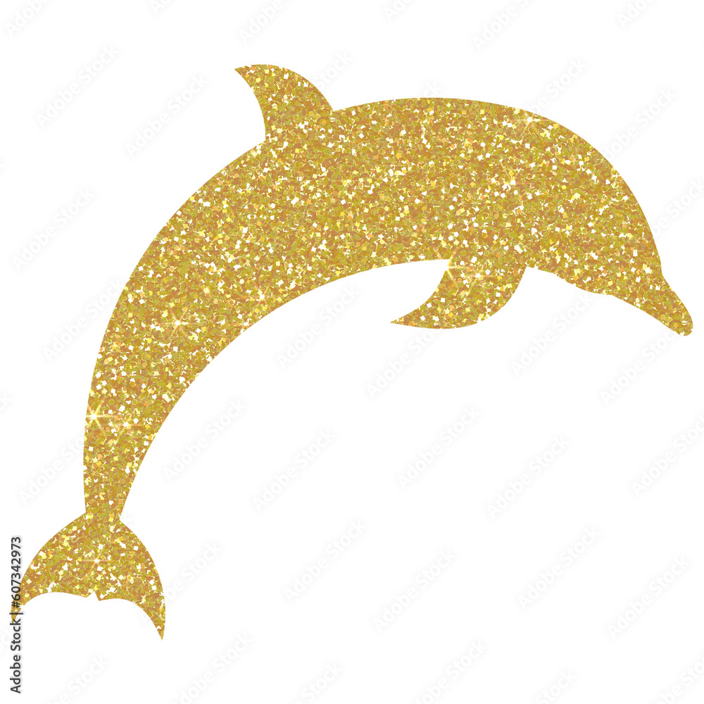Golden dolphin glitter on transparent background. Dolphin icon. Design ...
