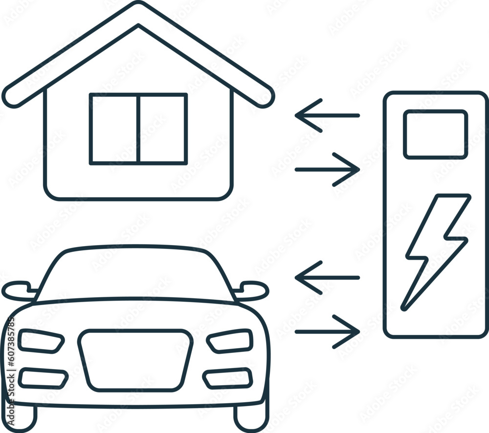 Vehicle to grid icon. Monochrome simple sign from digitalization ...