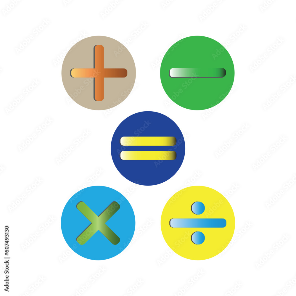 Math symbols Plus sign, subtraction, multiplication, and division ...