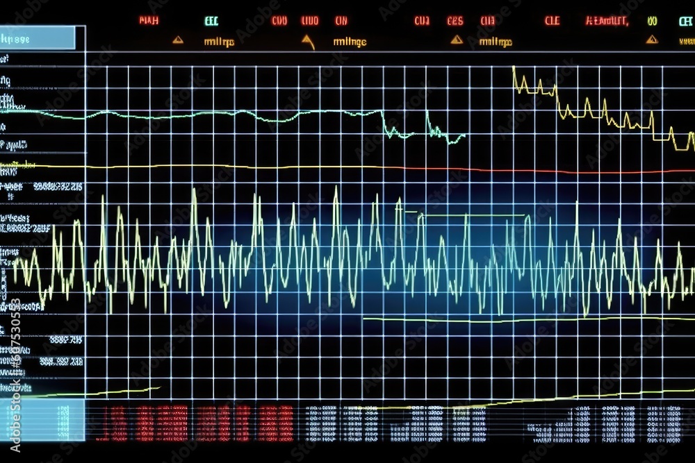 Oscilloscope waveform on its screen. Generative AI Stock Illustration | Adobe Stock