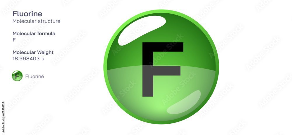 Vetor Fluorine molecular structure formula. Periodic table structural ...