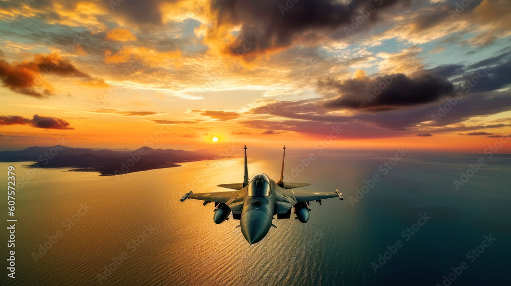 Caught mid-air, a jet fighter darts on a mission, cutting through the ...