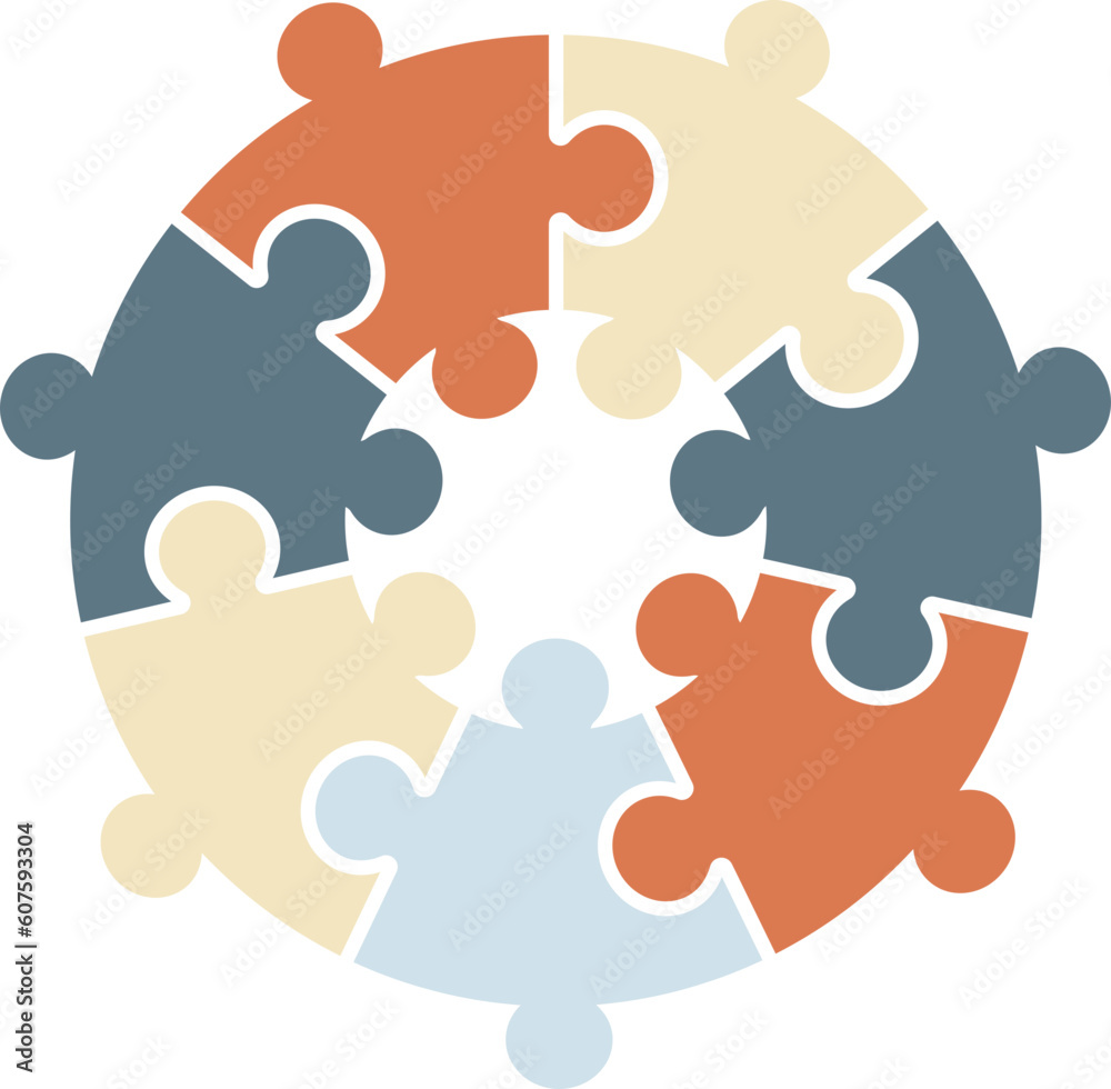 เวกเตอร์ Stock Infographic Pie Flow Chart Jigsaw Cycle Diagram 7 ...