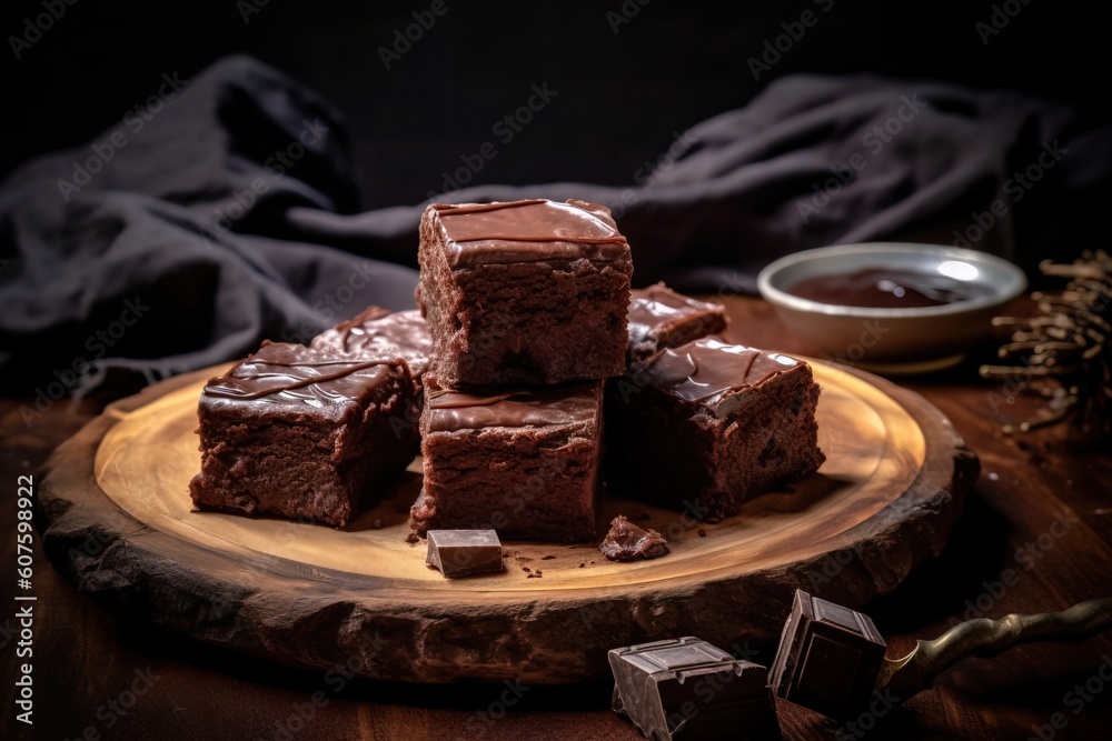 Rich, chewy chocolate fudge brownies Stock Photo | Adobe Stock