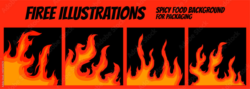 fire and flames, fire illustration for spicy food packaging design ...