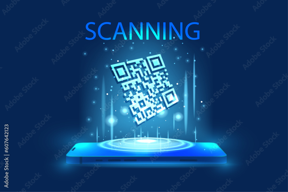QR code verification banner. Verification concept for online shopping ...