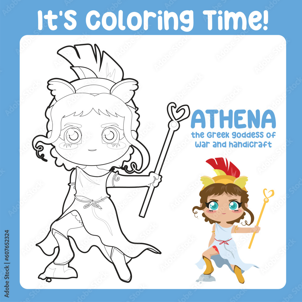 It’s coloring time. Colouring worksheet of Athena Goddess of war and ...