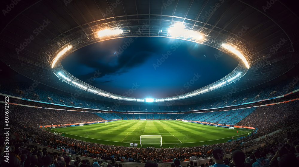 Football Stadium 3d rendering soccer stadium with crowded field arena ...