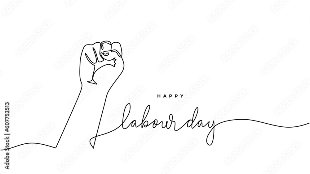 Labour day one line drawing. Hand continuous drawn celebration with arm ...
