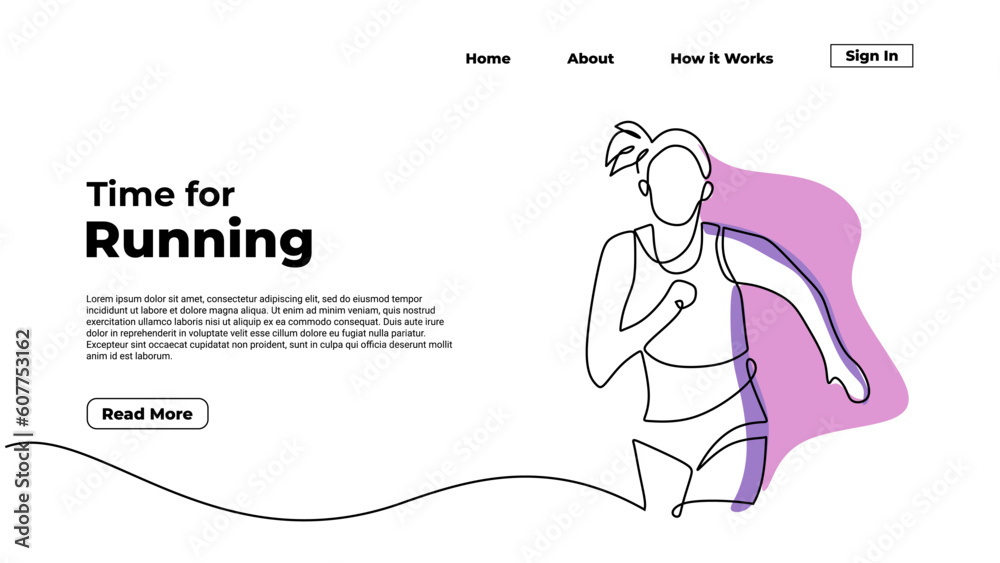 one line drawing female athlete sprint and running single continuous ...