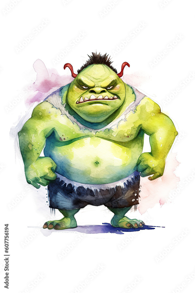 ogre giant colossus watercolor clipart cute isolated on white ...