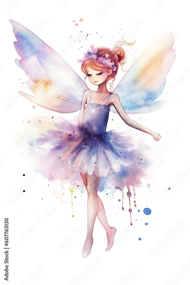 sylph fairy dancing watercolor clipart cute isolated on white ...