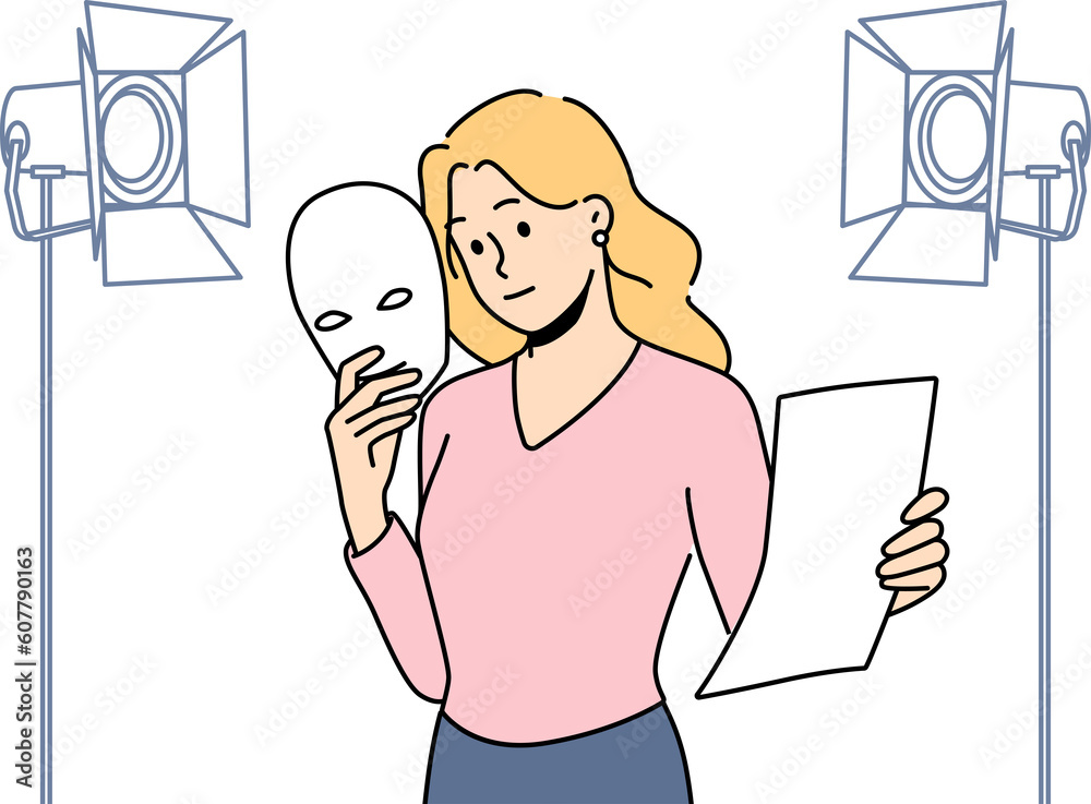 Actress with script rehearse on stage Stock Illustration | Adobe Stock