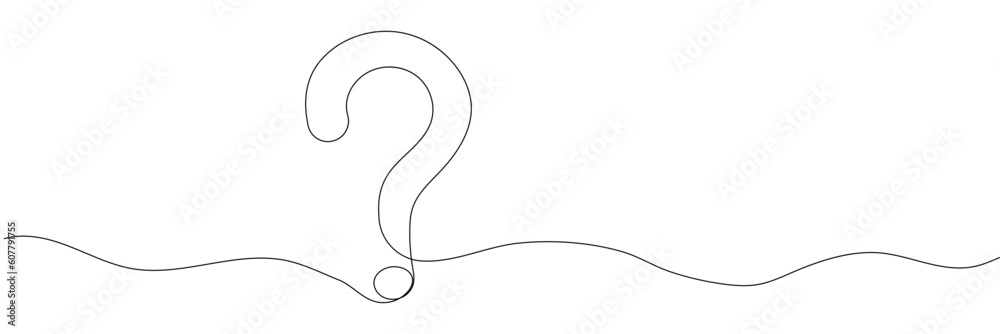 Continuous line question mark drawn single black line One line drawing ...