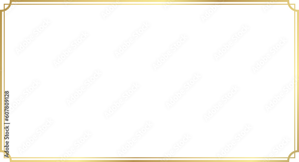 Rectangle vintage gold frame for web presentation, horizontal border in ...