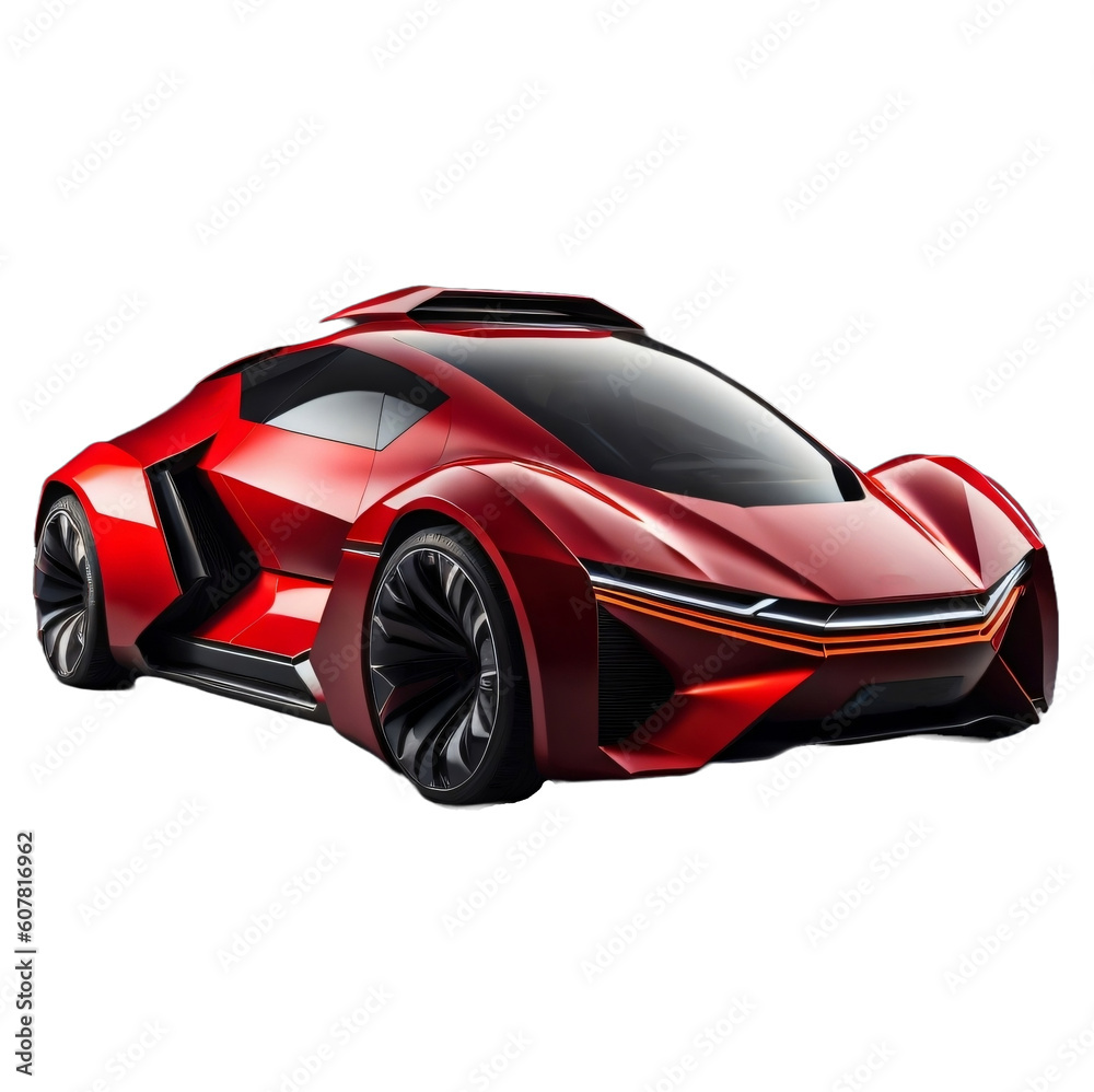 Red EV vehicle, Future EV car, futuristic design, alternative clean ...