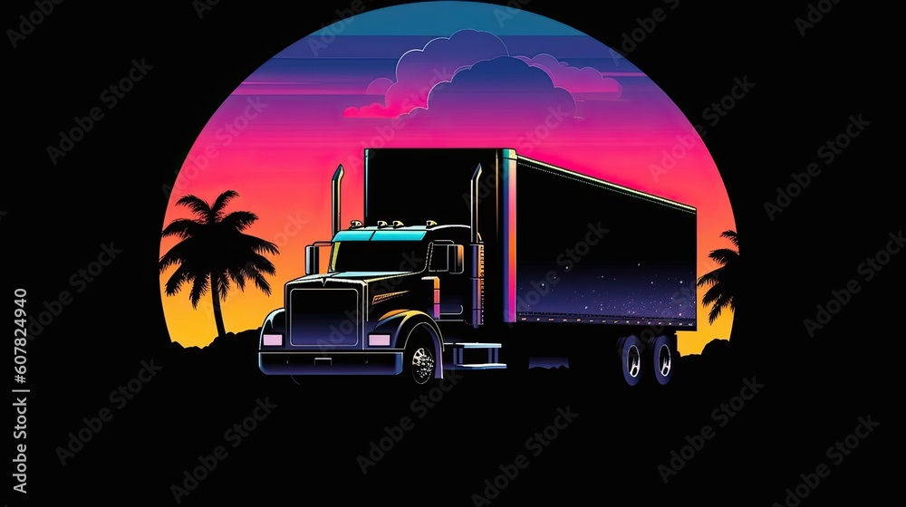 Man-made objects truck, symbols of events, things that can be printed ...