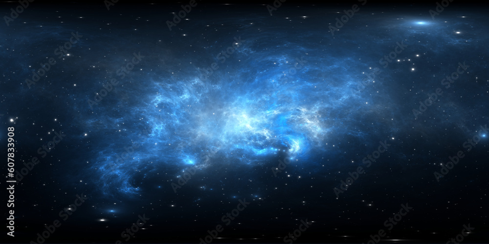 360 degree virtual reality space reflection nebula, equirectangular ...