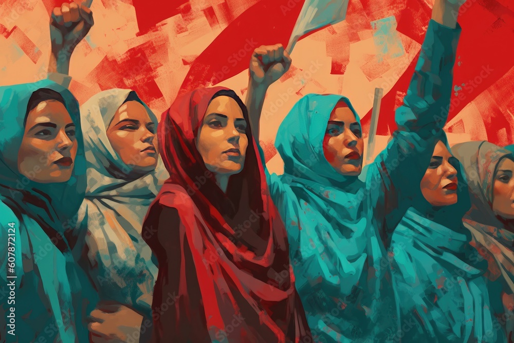 An illustration of women holding flags inspired by Indian pop culture ...