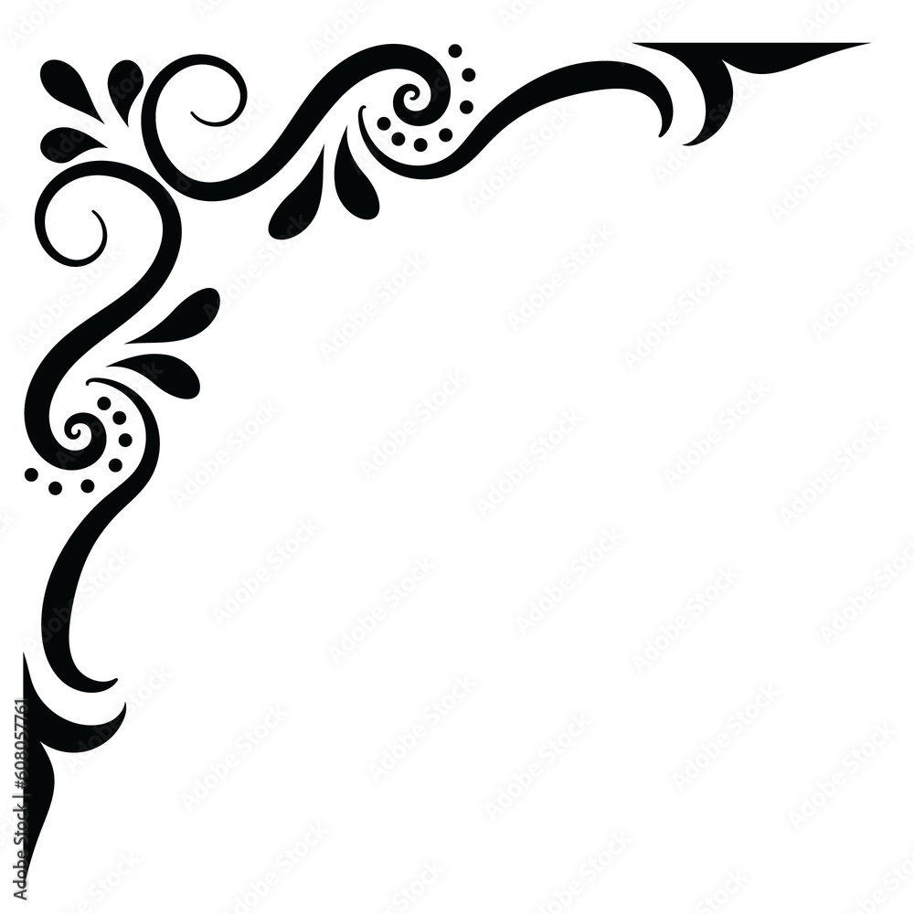 Thin line vintage corner. Medieval period of the Victorian dynasty ...