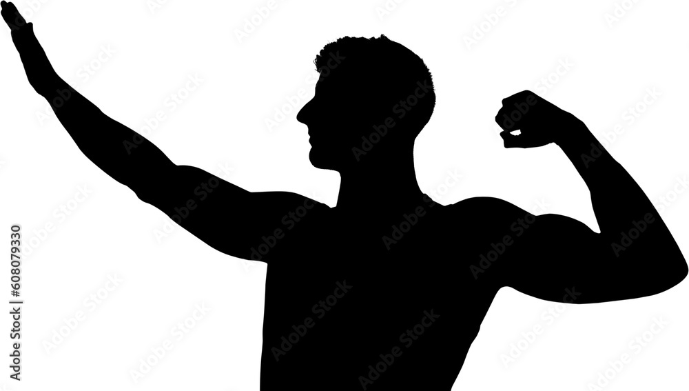 Digital png silhouette image of man flexing muscles on transparent ...