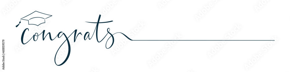 Congrats Greeting sign with academic cap. Congrats Graduates ...