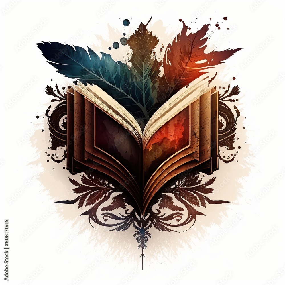 3D cartoon colorful book logo. Read books together banner. Realistic ...