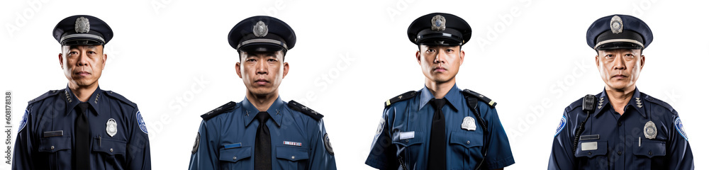 Collage of Asian Chinese police officers of different ages faces of ...