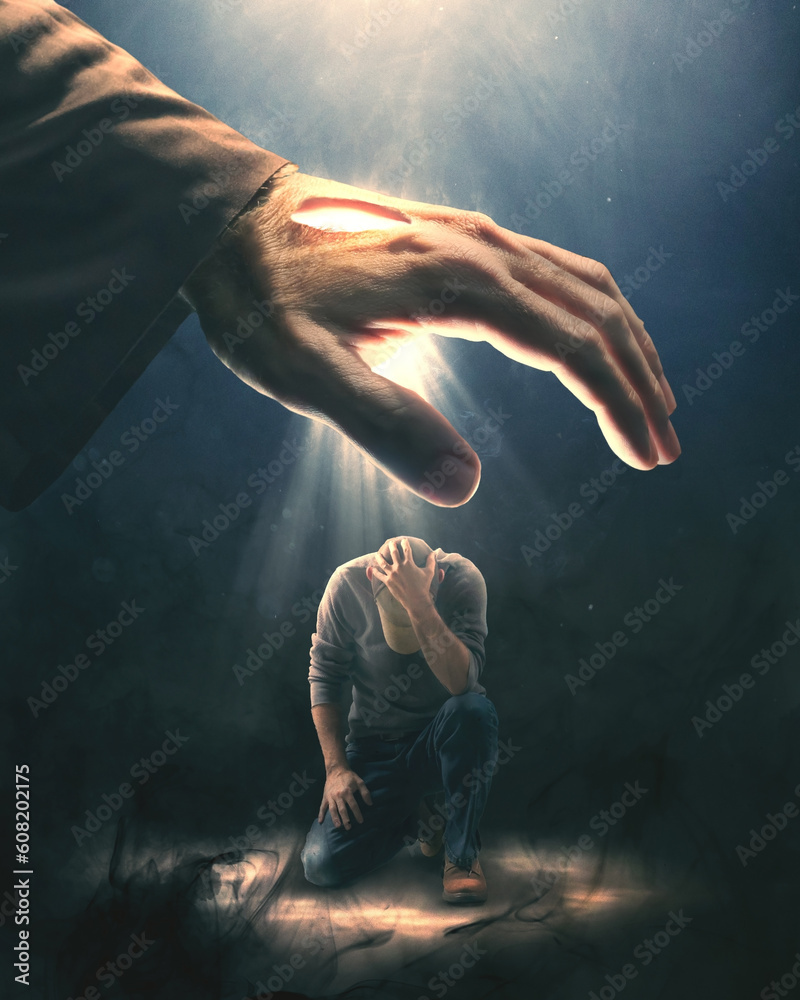 Hand of Jesus giving light Stock Illustration | Adobe Stock