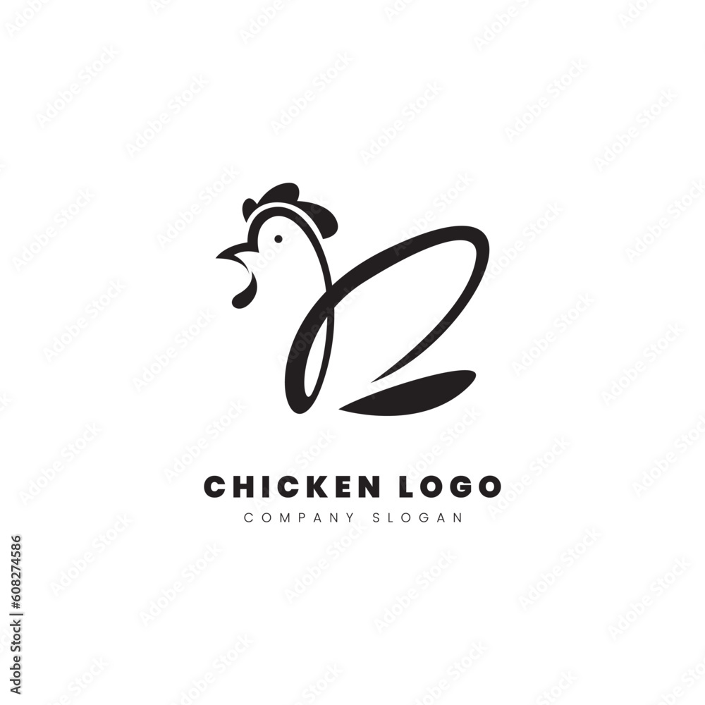 Chicken logo vector. Minimalist logo concept. Suitable for restaurants ...