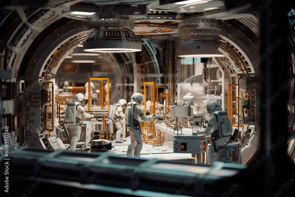 A captivating paper-cut scene of astronauts performing scientific ...