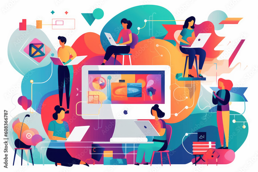 Abstract vector illustration representing the workflow and benefits of ...