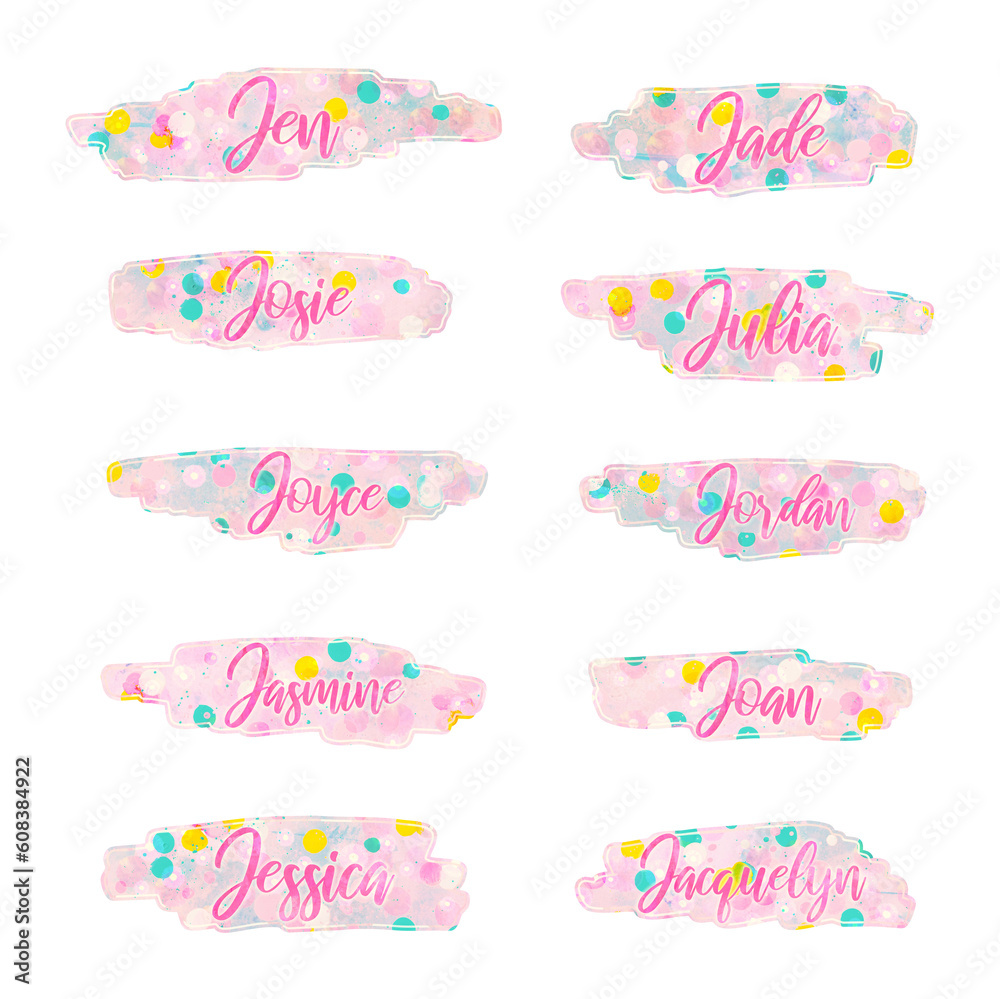 girl names that start with J, printable stickers, gift tags, labels ...