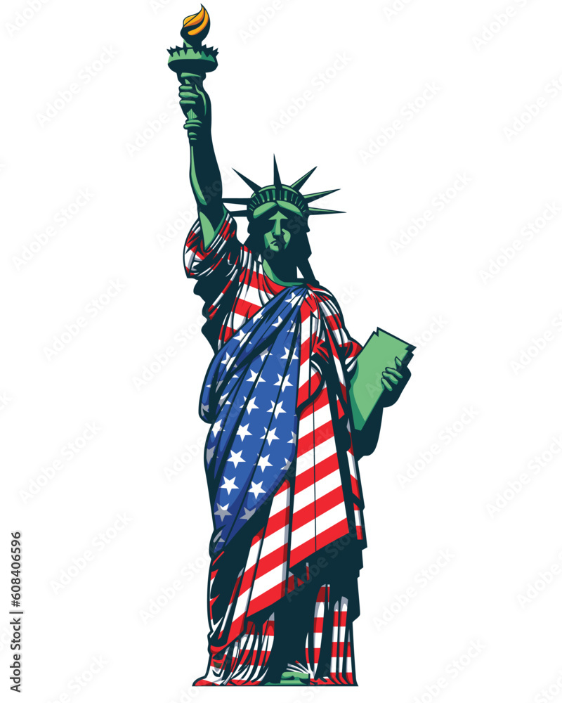 statue of liberty wearing usa flag Stock Vector | Adobe Stock statue of liberty wearing usa flag Stock Vector | Adobe Stock