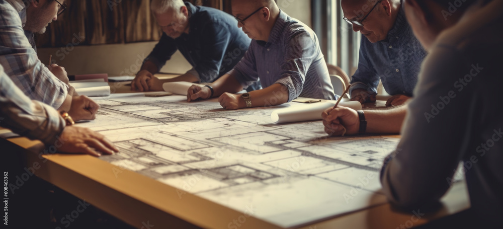 Architect team working in the office. Image generative AI. Stock ...